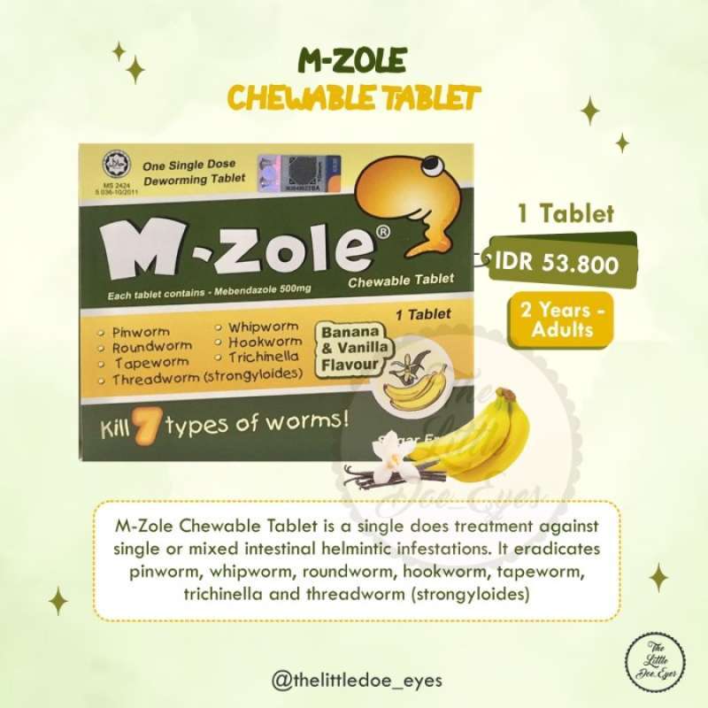 Promo M-Zole Chewable Tablet Obat Cacing Anak Diskon 33% di Seller ...