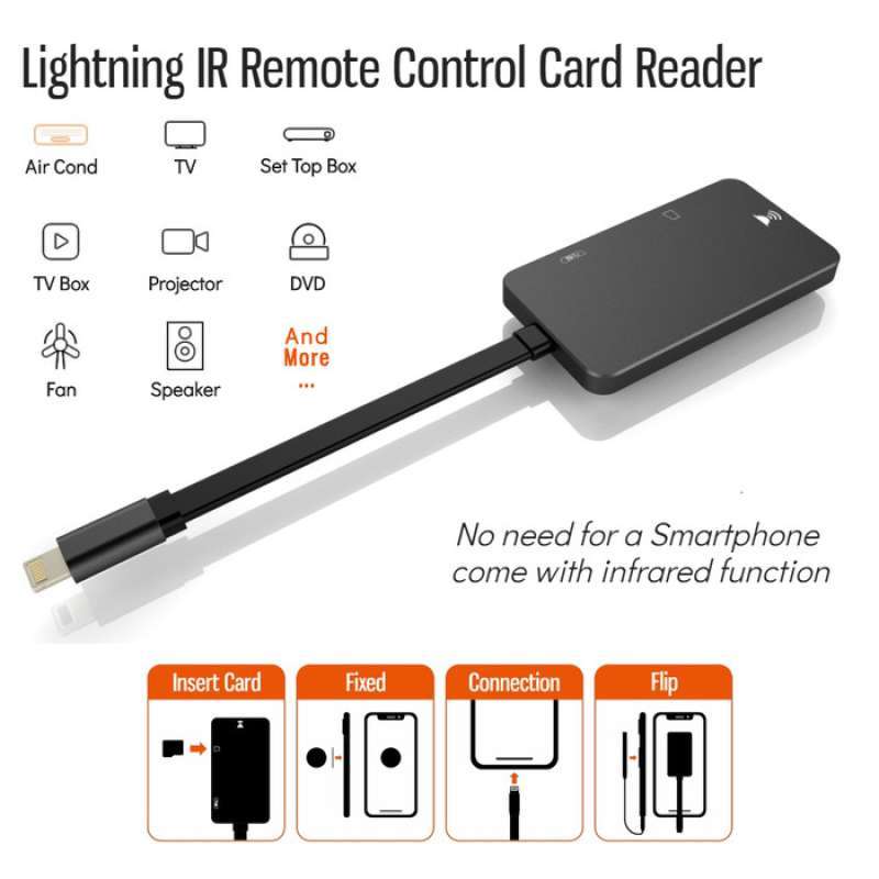 Promo Lightning Ir Infrared Remote Control Card Reader - Hitam Diskon ...