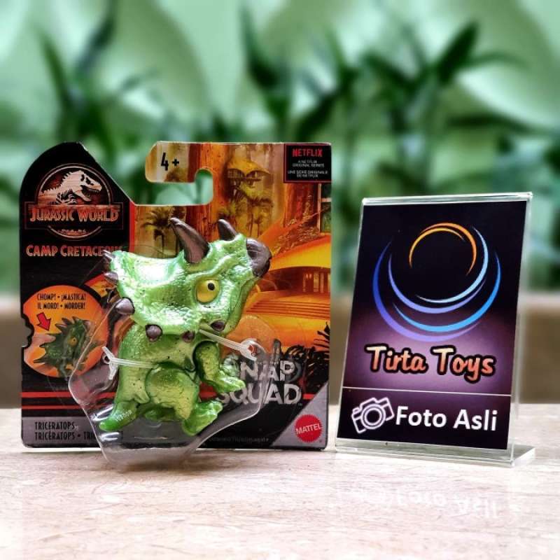Promo MATTEL SNAP SQUAD WAVE 6 DINO TRICERATOPS METALIK JURASSIC WORLD ...