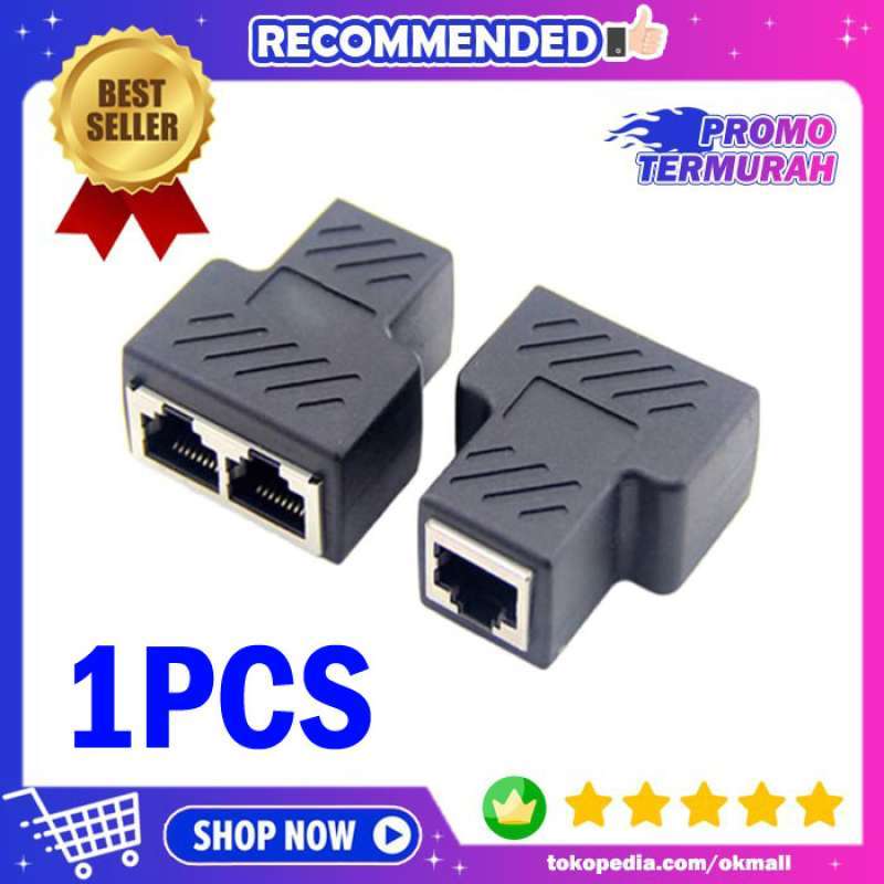 Promo Adapter Splitter Connector Hub Rj45 Lan Ethernet Female 1 Ke 2 ...