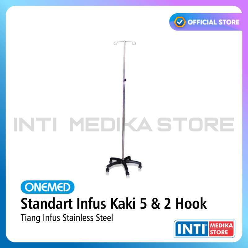 Jual Onemed - Tiang Infus Stainless Steel | Standar Kaki 5 & 2 Hook ...