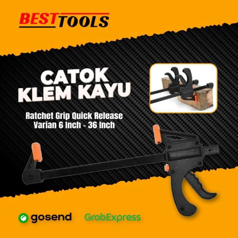 Promo F Clamp 12 Inch Lebar 20cm Catok Klem Kayu Ratchet Grip Quick ...