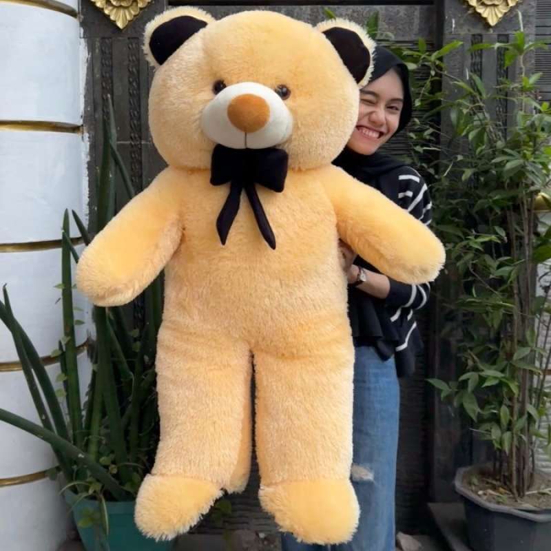 Promo Boneka teddy bear 1 meter beruang besar jumbo murah SNI - cream ...