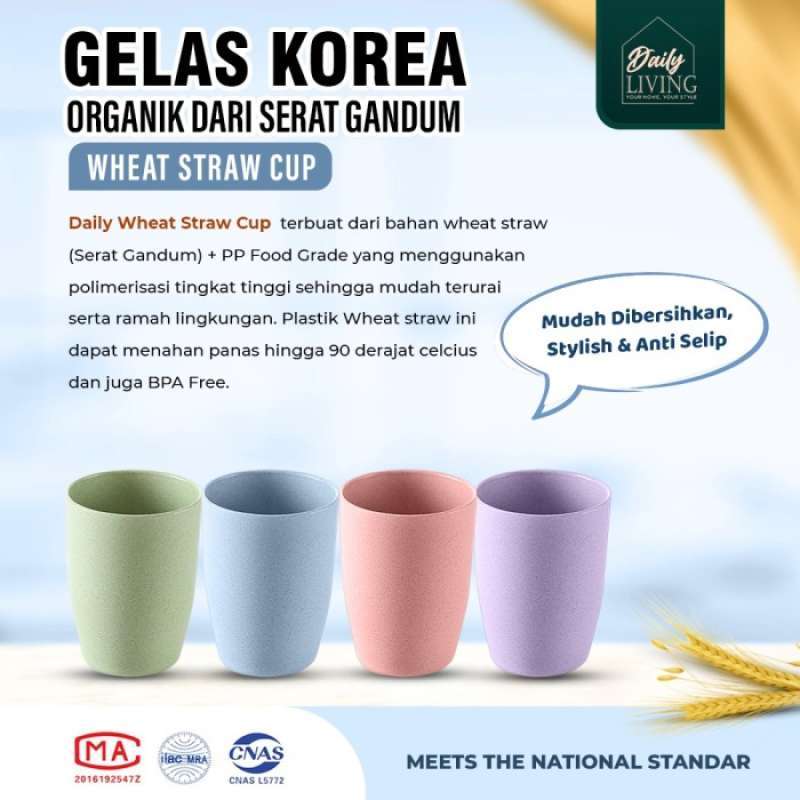 Promo Gelas Serat Gandum Korea Wheat Straw Cup Daily Living Diskon 50% ...