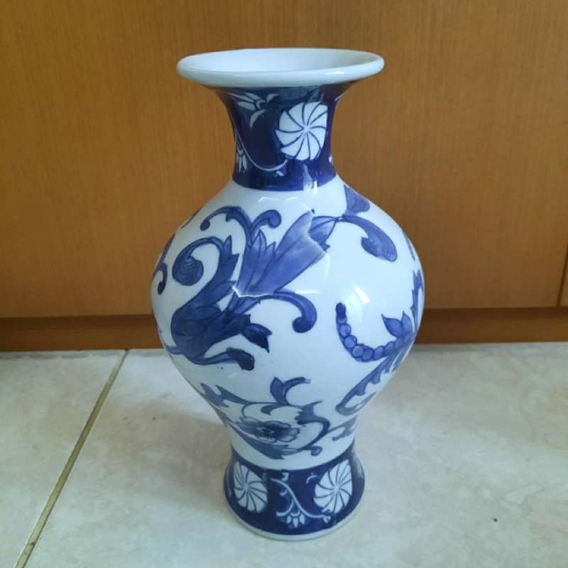 Promo Vas bunga keramik ukuran tinggi 26cm, diameter badan 14cm, Diskon ...