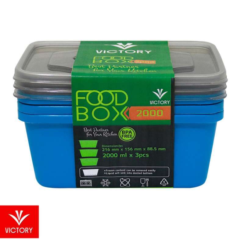 Promo KOTAK PENYIMPANAN MAKAN VICTORY FOOD BOX 2000ML WARNA Diskon 50% ...