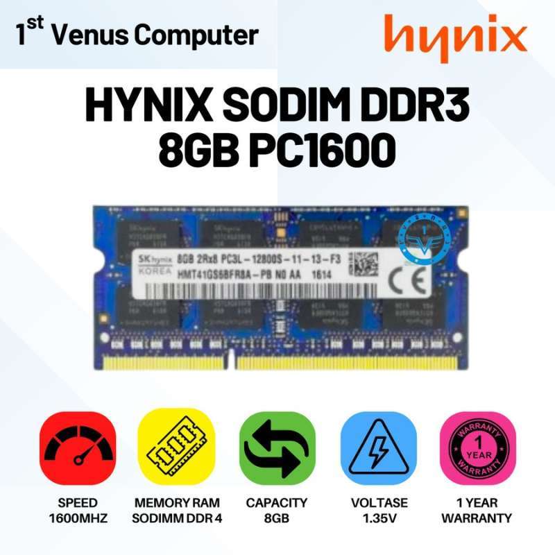 Jual MEMORY RAM LAPTOP HYNIX DDR3 8GB SODIM PC12800 1600Mhz / MEM05-HYN di Seller Venus Computer ...