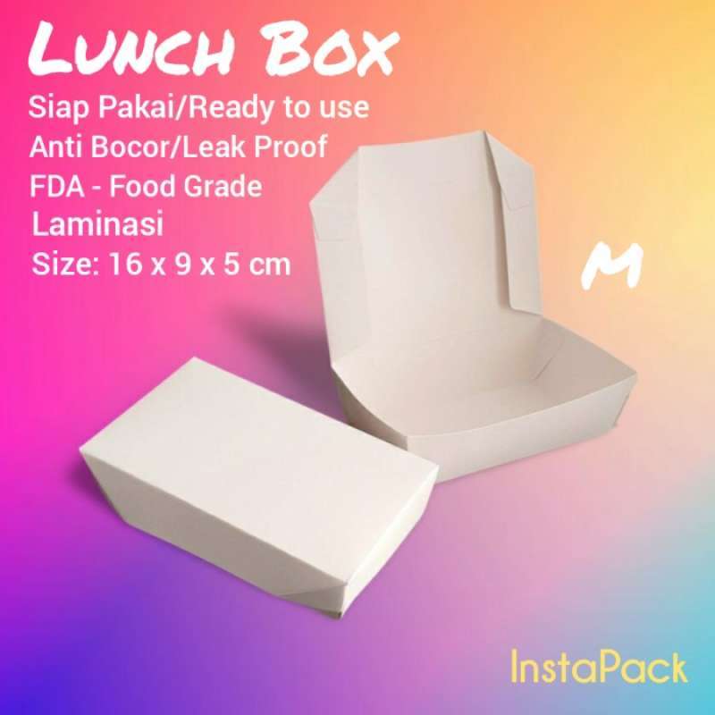 Promo PAPER LUNCH BOX PUTIH - KOTAK KEMASAN KERTAS PUTIH - SIZE M 50 ...