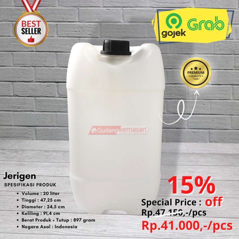 Promo JERIGEN PLASTIK 20 LITER HDPE TYPE B NATURAL Diskon 9% di Seller ...