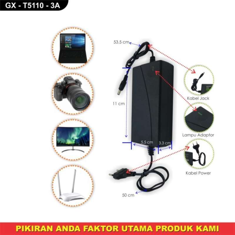Promo ADAPTOR CCTV POWER SUPPLY AC 220 DC 12V 3A & 5A 5,5MM ADAPTER LED CCTV - 3A Diskon 50% di ...