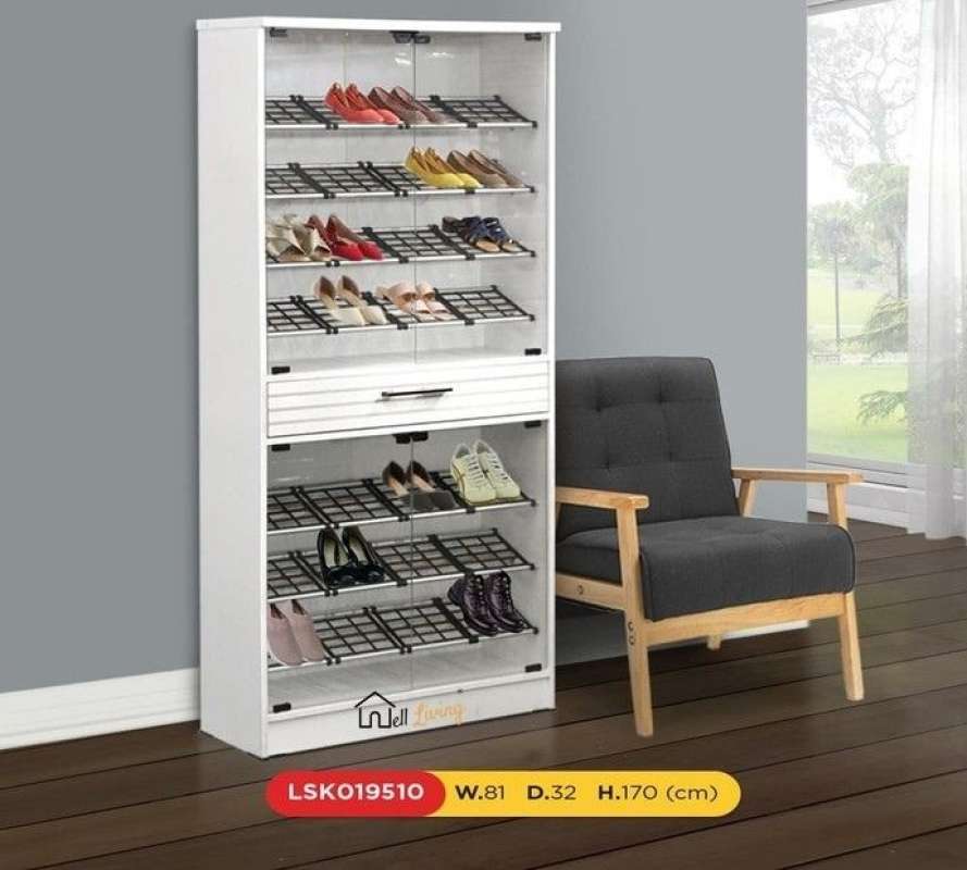 Promo Well Living - Lemari/Rak Sepatu&Sandal Pintu Kaca Tingkat ...