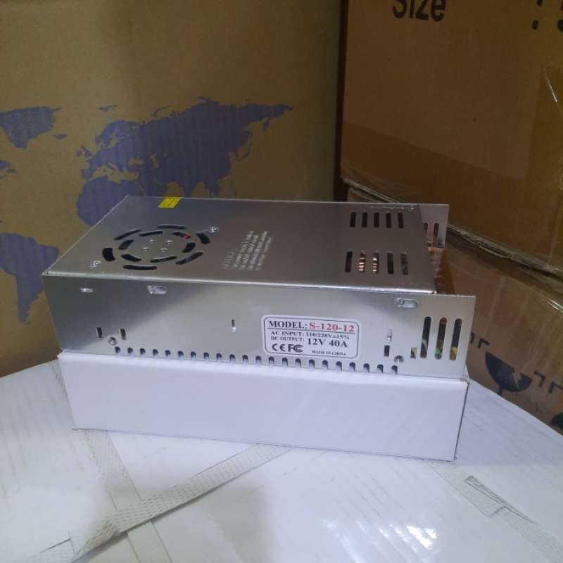 Promo power supply 12v 40a psu adaptor switching 12v 40a body slim ...