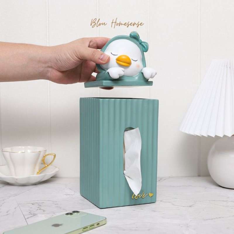 Promo Blou Kotak Tempat Tissue Box Unik Aesthetic Duck Kitten Resin ...