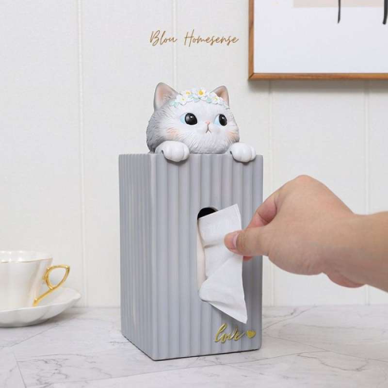 Promo Blou Kotak Tempat Tissue Box Unik Aesthetic Duck Kitten Resin ...