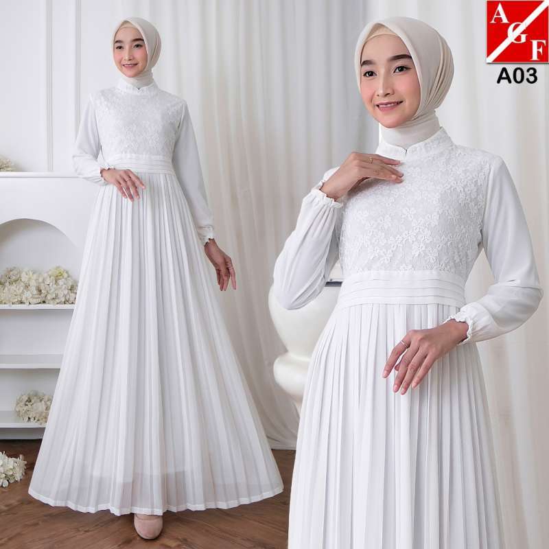Promo Agnes Hijab - Gamis Putih Terbaru Brukat Baju Lebaran 2024 Umroh ...