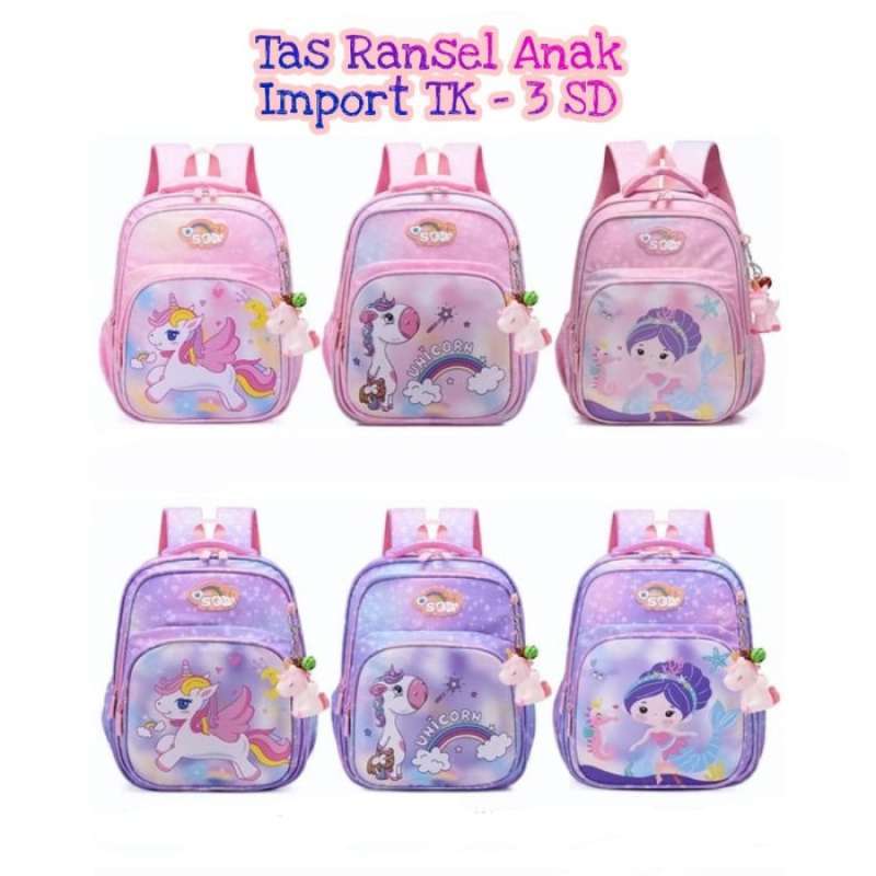 Promo Tas Ransel Anak Sekolah TK SD Import Karakter Unicorn Kuda Poni ...
