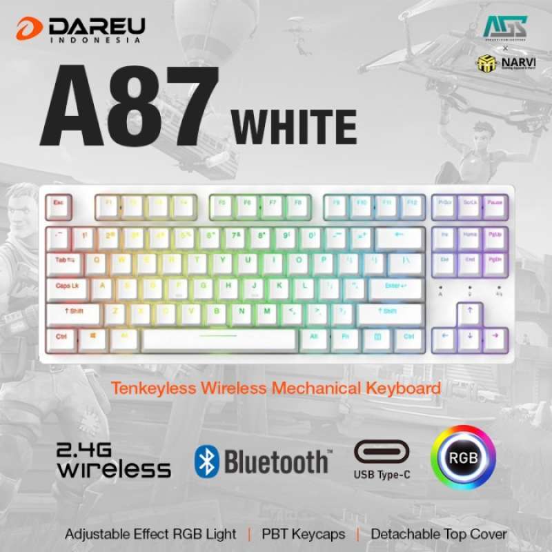Promo Dareu A87 White Hotswap Wireless RGB Mechanical - GAMING KEYBOARD ...