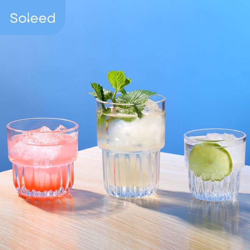 Promo Gelas Kaca Kopi Teh Minuman Dessert Tebal Coffee Stripped Glass ...