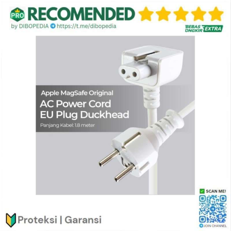 Promo MagSafe Original AC Power Extension Cord EU Plug (Volex Original ...