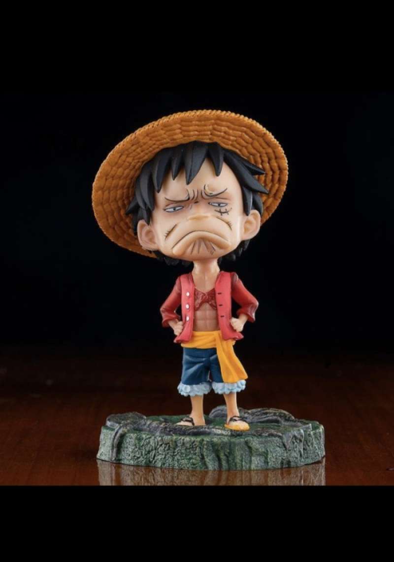 Promo One Piece Luffy Unhappy Anime Action Figure Muka Meme Kocak ...