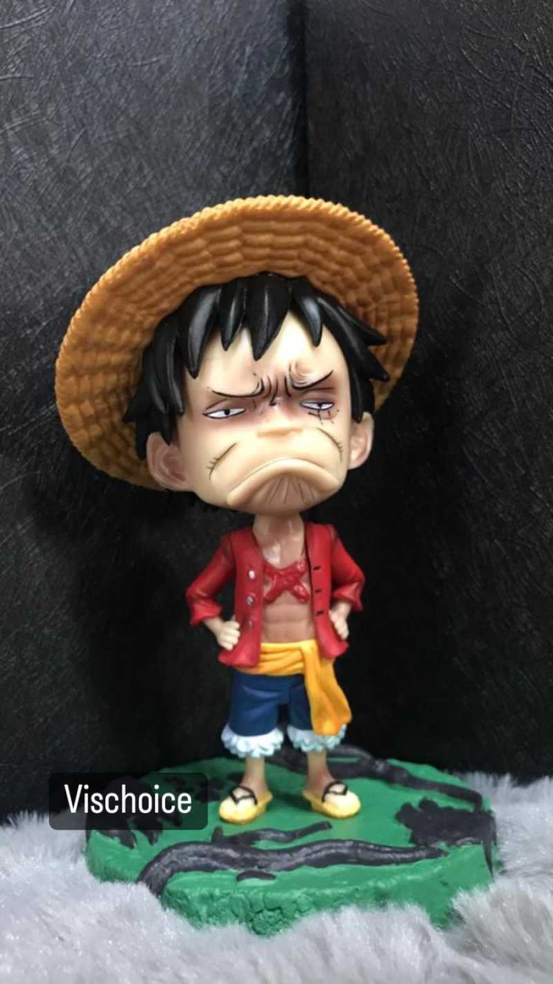 Promo One Piece Luffy Unhappy Anime Action Figure Muka Meme Kocak ...