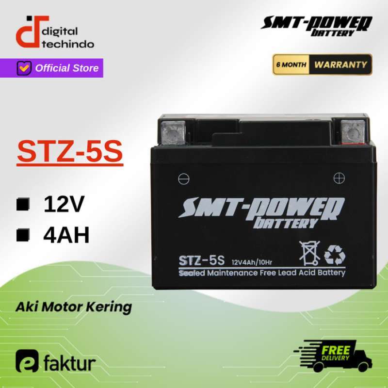 Promo SAMOTO Power Motorcycle Battery 12V 4AH Aki Motor SMT Power STZ ...