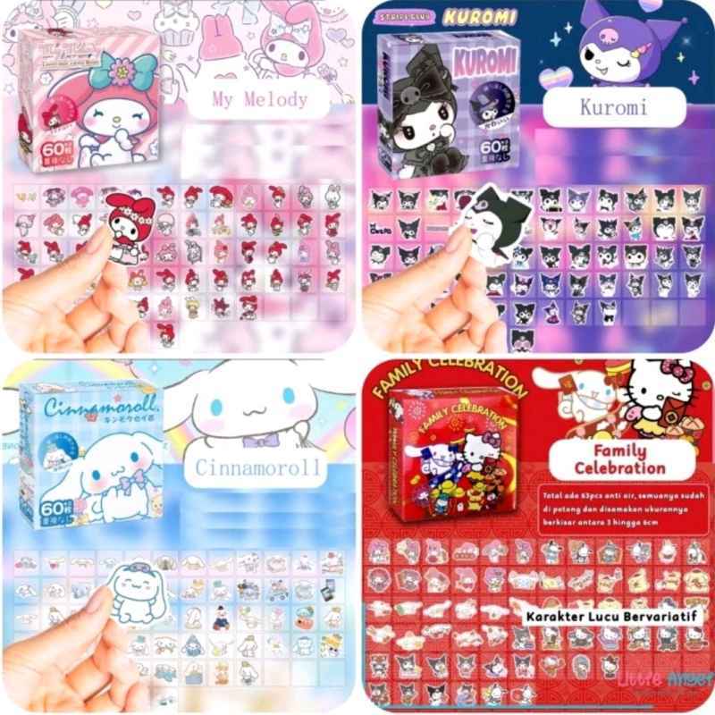 Jual Stiker 60pcs Sanrio Kuromi My Melody Cinnamoroll Sticker Lucu Pvc