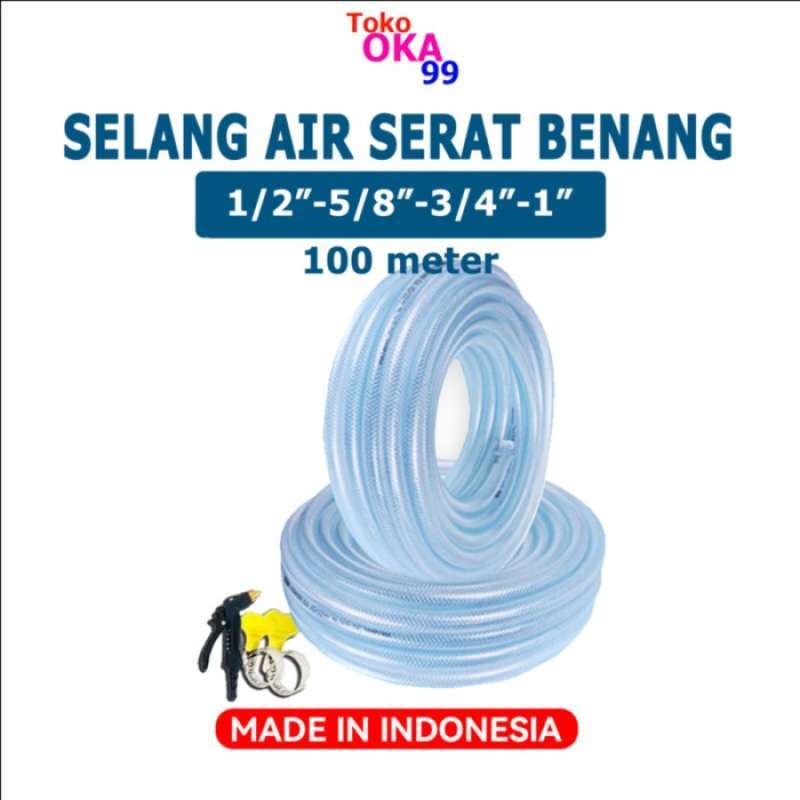 Promo Selang Air Serat Benang Transparan Tebal 1/2 5/8 3/4 1 Inch 100 Meter - Selera_kita Store ...