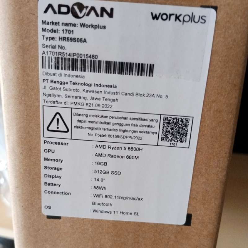Jual Advan Workplus Laptop Amd Ryzen 5 6600h Ram 16gb Ssd 512gb 14inch ...