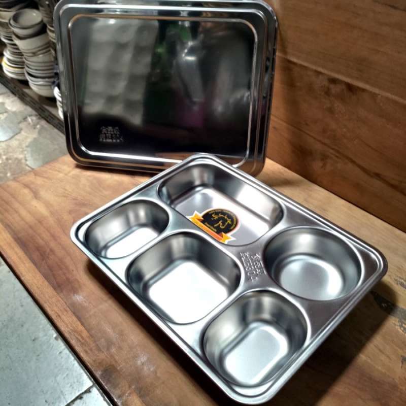 Promo Sus 304 Food Tray / Plato / Mess Tray / Tempat Makan + Tutup ...