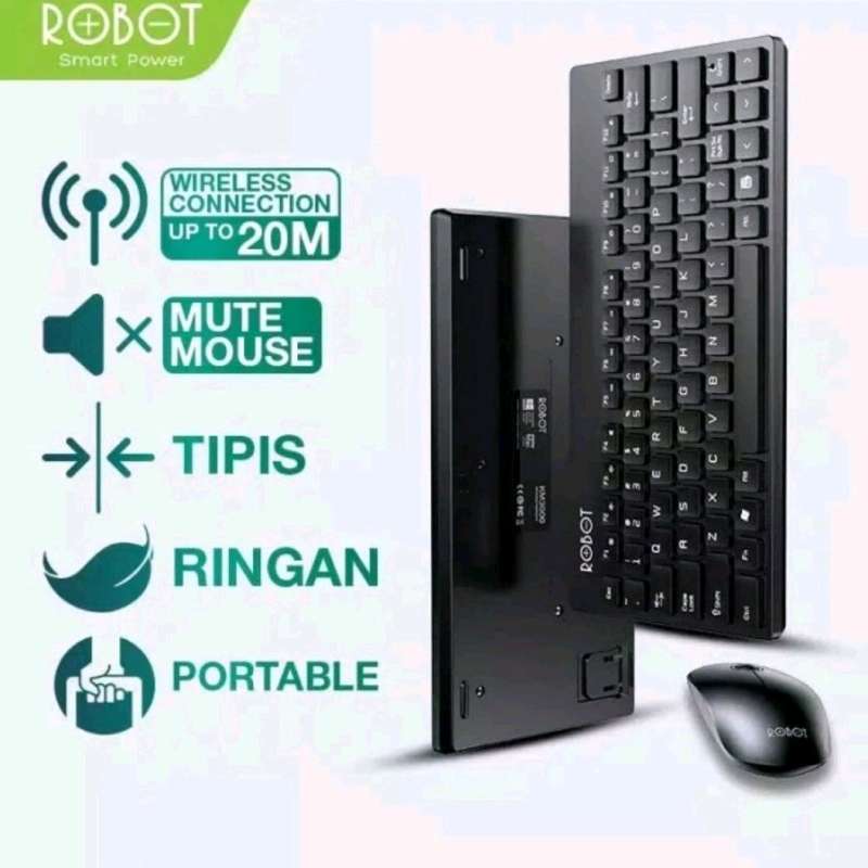 Promo Combo Mouse Keyboard Wireless Robot Km3000 Original Diskon 19% Di ...