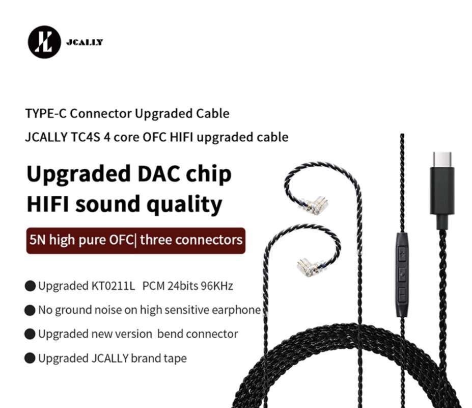 Promo Jcally Tc4s Upgrade Cable For Iem 0.78mm Convex Connectors ...
