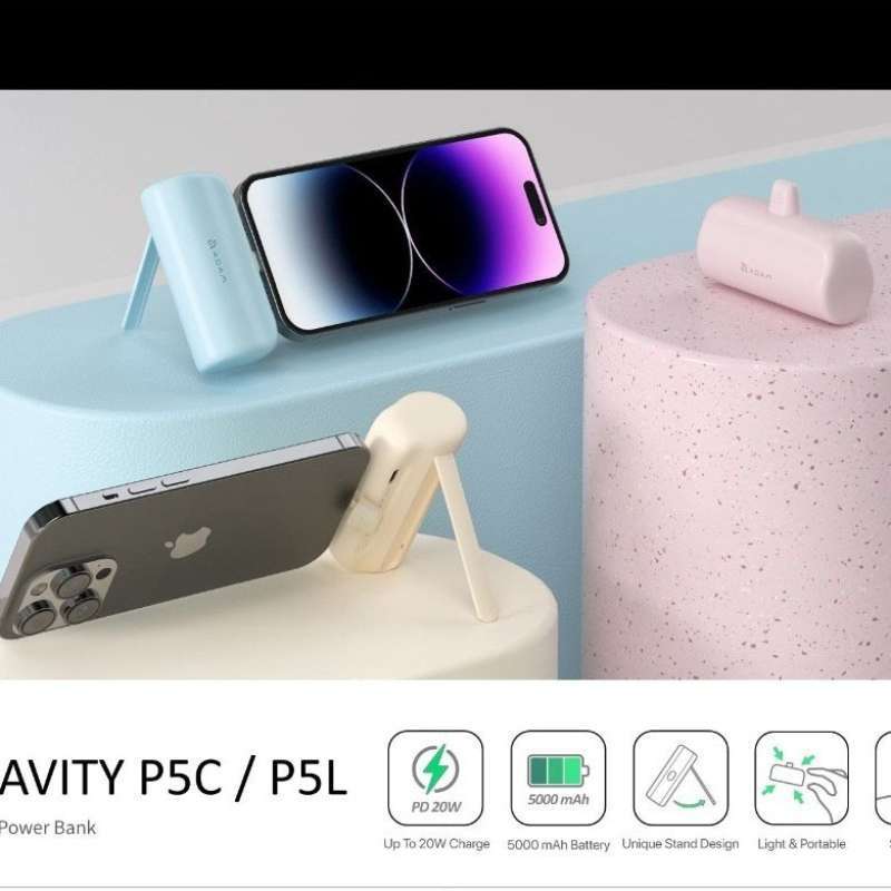 Promo Gravity P5c - Pocket Power Bank 5000mah Direct Plug Type Usb-c ...