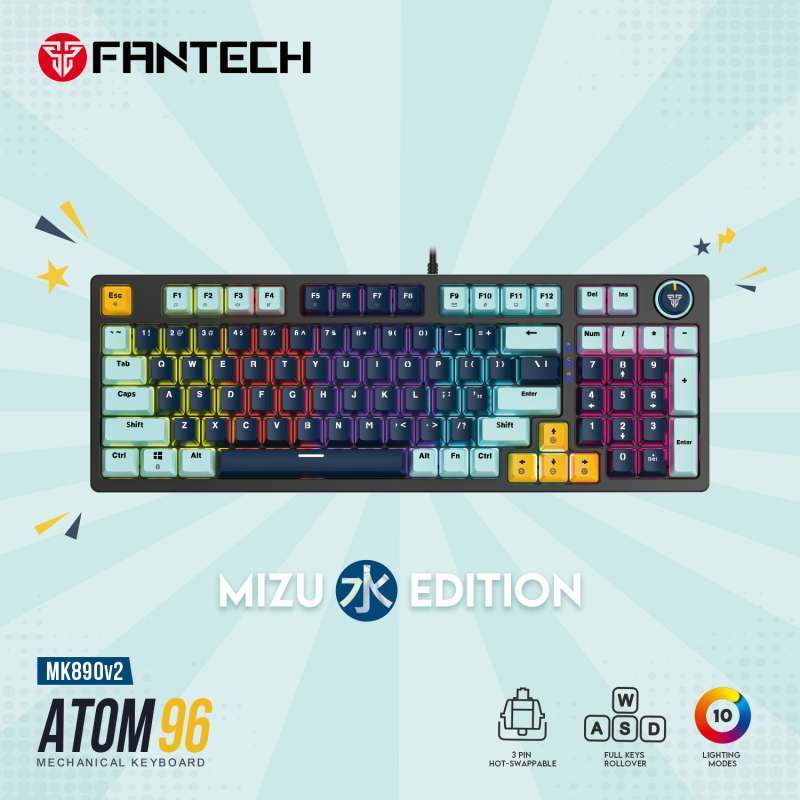 Jual Fantech Atom96 / Atom 96 Mizu Edition Mechanical Gaming Keyboard - Navy Blue Red Switch Di ...