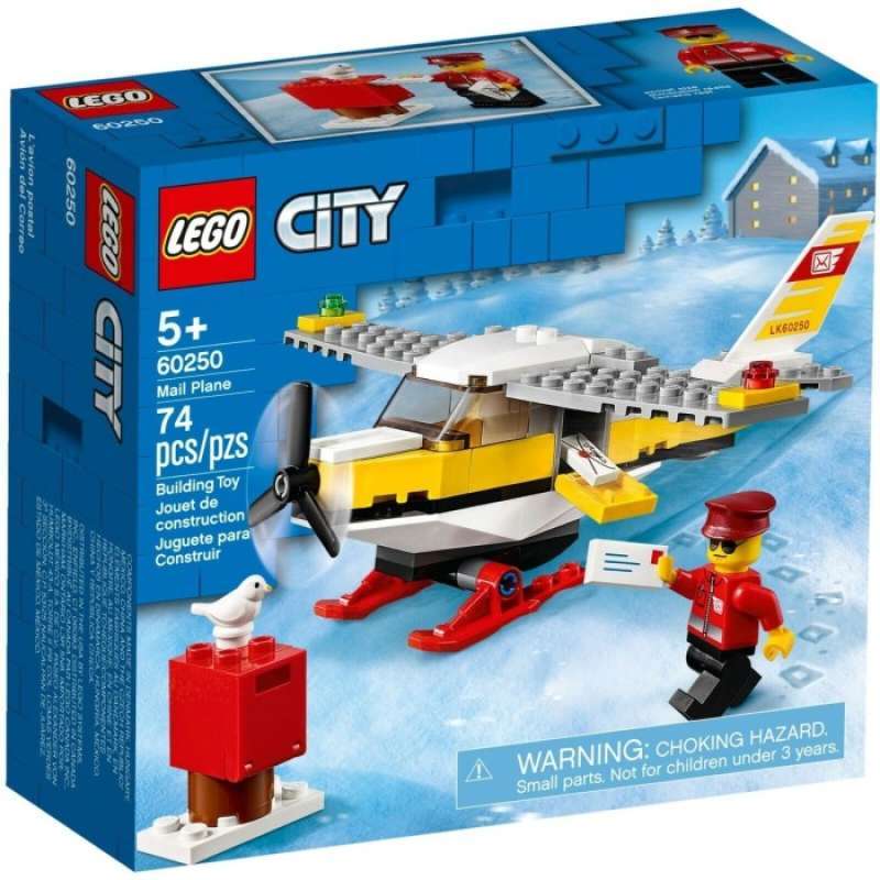 Promo Lego City-60250 Mail Plane Set Building Toy Propeller Airplane ...