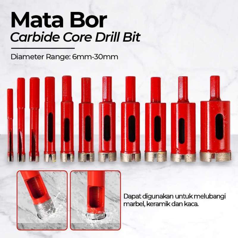 Jual Venstpow Mata Bor Hole Punch Carbide Core Drill Bit 6mm-30mm 11 Pcs V12 Bor Besi Baja Set ...