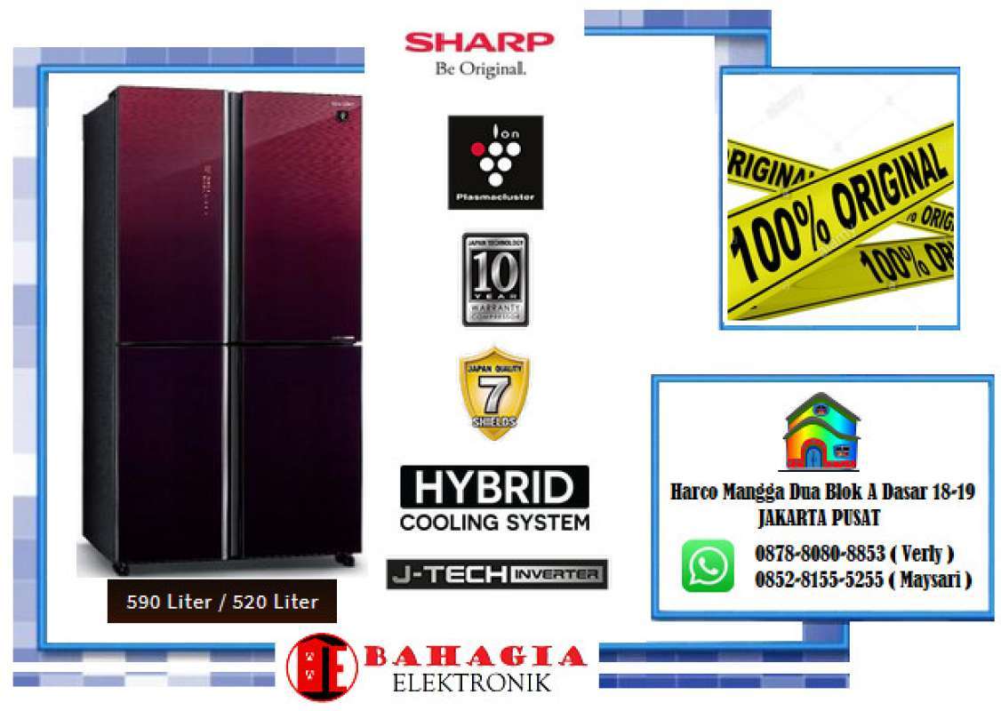 Jual Sharp Kulkas 4 Pintu Sj-if85pg-gb (black) /gr (red) Glassdoor ...