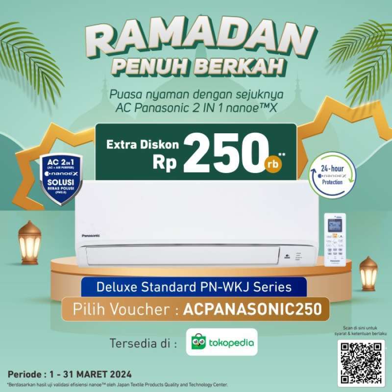 Promo Panasonic Cs/cu-pn9wkj Ac 2 In 1 [ac + Air Purifier] Low Voltage + Nan Diskon 33% Di ...