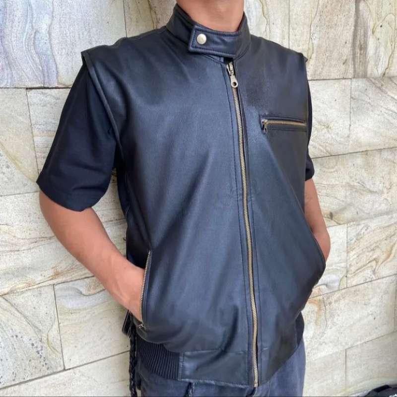 Promo Wlfs Rompi Motor Kulit Jaket Pria Rompi Pu Leather/sintetis Mirip ...