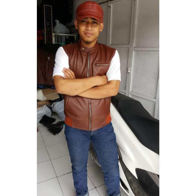 Promo Wlfs Rompi Motor Kulit Jaket Pria Rompi Pu Leather/sintetis Mirip ...