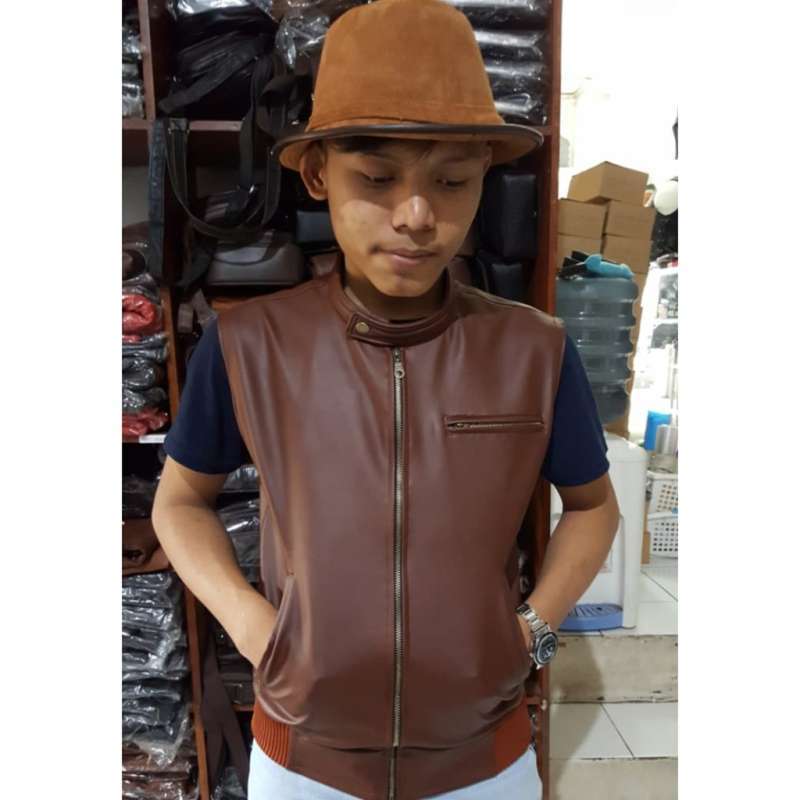 Promo Wlfs Rompi Motor Kulit Jaket Pria Rompi Pu Leather/sintetis Mirip ...