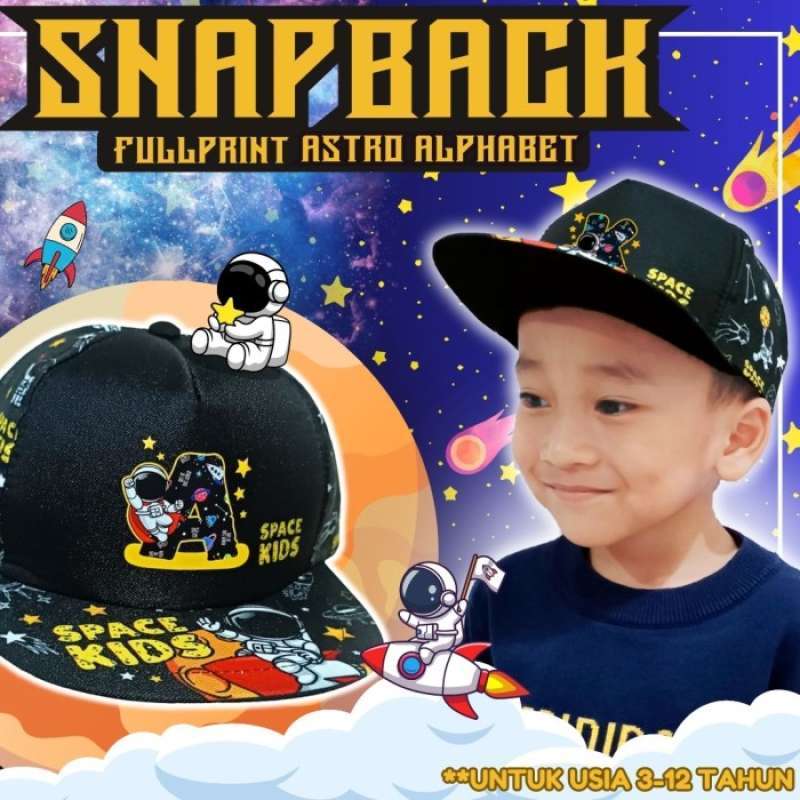 Promo Topi Anak Snapback Full Printing Alfabet / Huruf A-z Diskon 23% ...