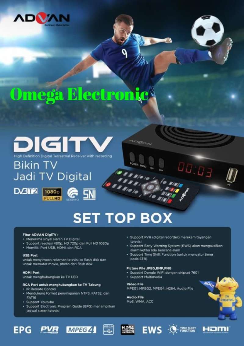 Promo Advan Digitv Dvbt2 Full Hd 1080p Set Top Box Tv Digital Receiver ...