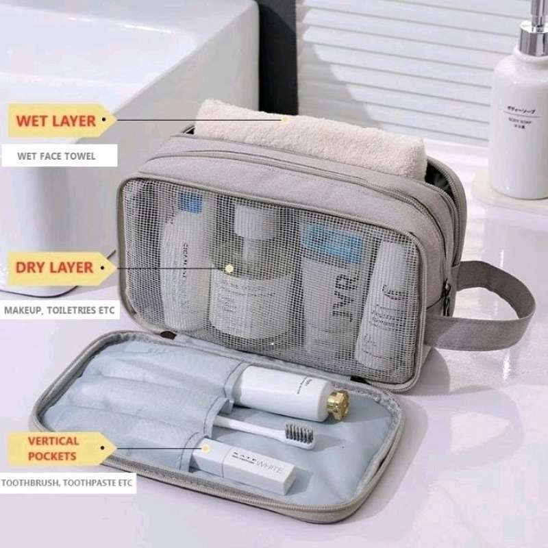 Jual Tas Alat Mandi Ruang Basah Dan Kering Premium Wet & Dry Toiletry ...