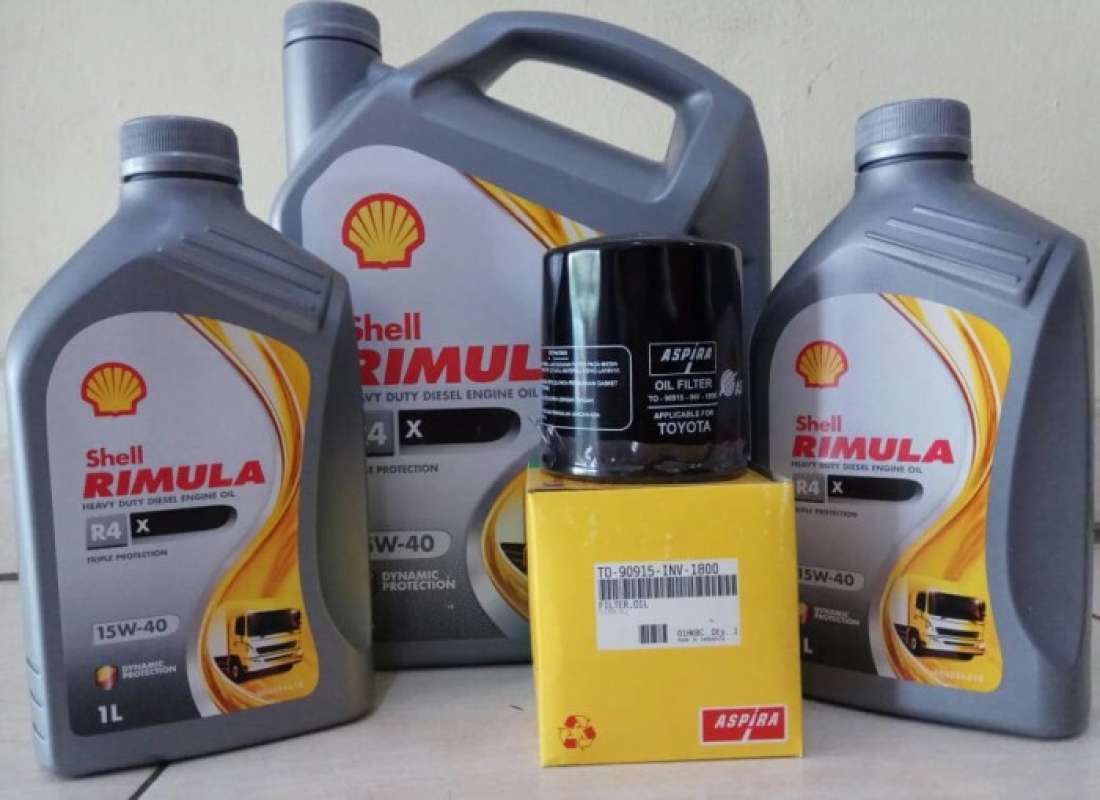 Promo Paket Oli Mobil Diesel Shell Rimula R4x 7 L + Filter Oli Toyota ...