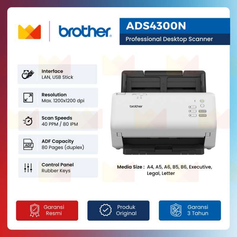 Jual Brother Ads4300n Professional Desktop Scanner Di Seller Raja It ...