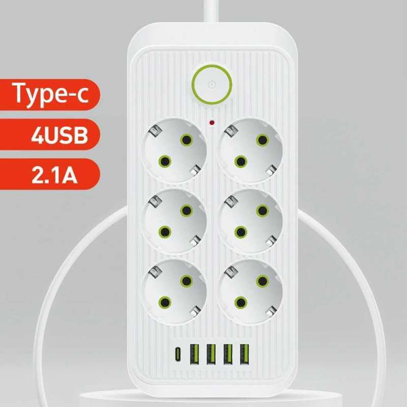 Jual Qiaolian Stop Kontak Usb Type C Eu Plug Flame Retardant 10a 220v 2500w Ql-1075u T Colokan ...