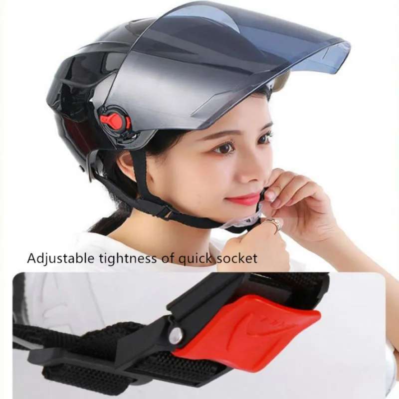 Jual Tym Helm Sepeda Skuter Listrik Half Face Helmet With Visor Hs85
