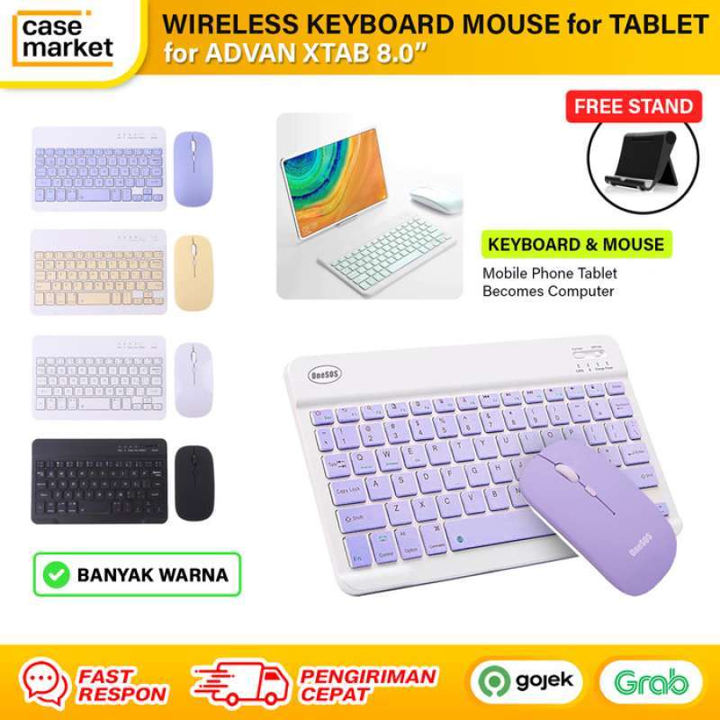 Promo Advan Xtab 8 Inch Wireless Keyboard Mouse Set Tablet Stand Kibord ...