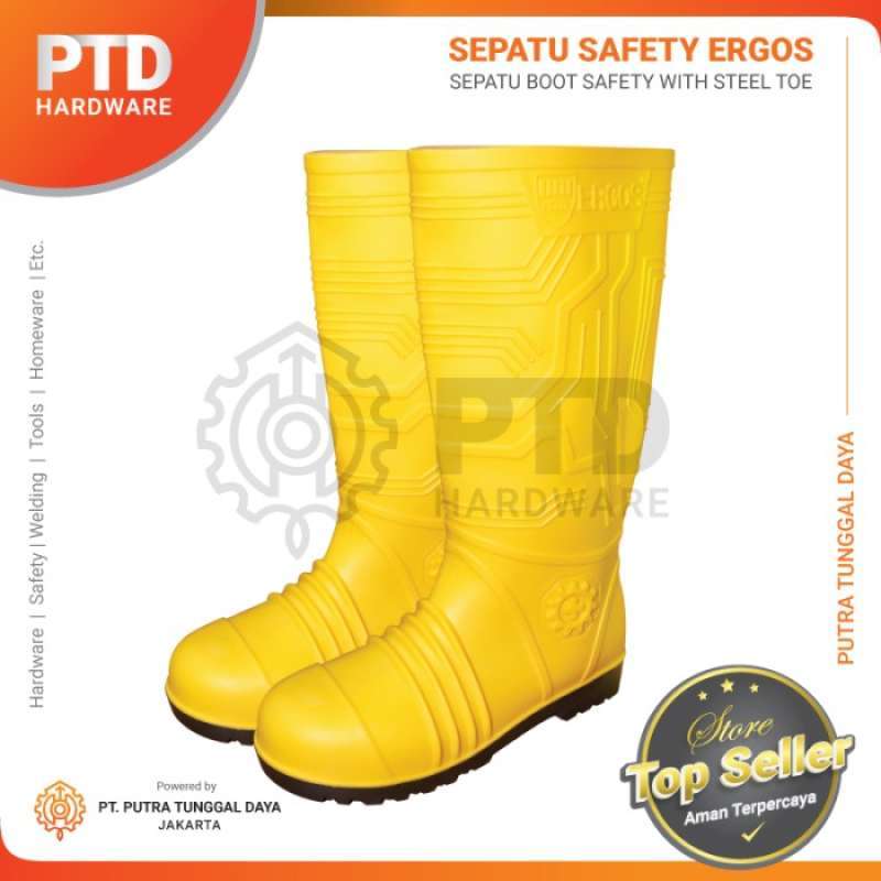 Promo Sepatu Boots Karet Pvc Ujung Besi Pelindung / Steel Toe Ergos ...
